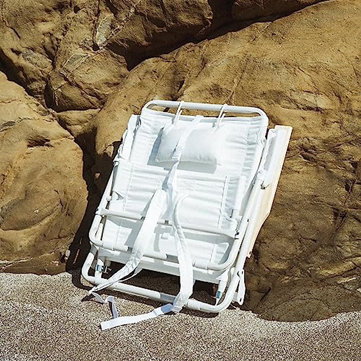 Business & Pleasure Co. Holiday Tommy Chair - Reclining Backpack Beach Chair - Antique White