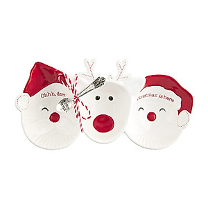 Mud Pie Christmas Circa Figural Triple Dip Set, White/Red, 5.5" x 11"