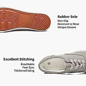 yageyan Men’s Low Top Canvas Walking Shoes Lace-up Fashion Sneakers Casual（GRA11） Grey
