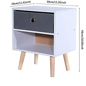 LIUJUN Table-End Table,Metal Handle Bedside Cabinet Night Table Side End Table Nightstand with Shelf and Drawer