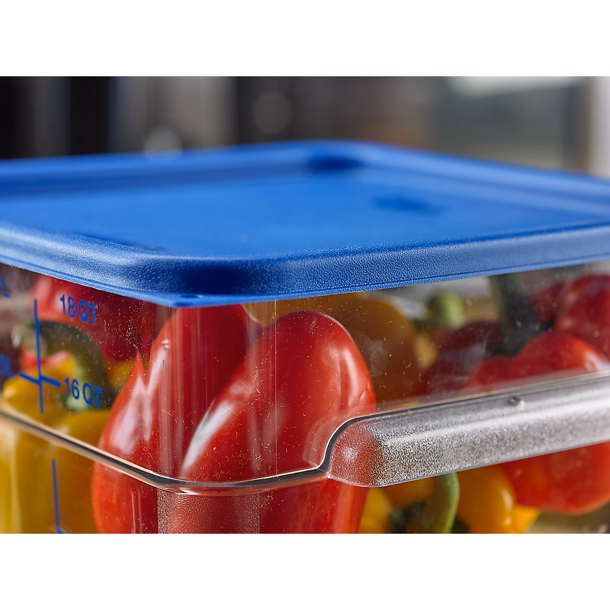 Carlisle FoodService Products Squares Square Food Storage Container Lid with Stackable Design for Catering, Buffets, Restaurants, Proprietary Blend, 12 To 22 Quarts, Royal Blue, (Pack of 6)