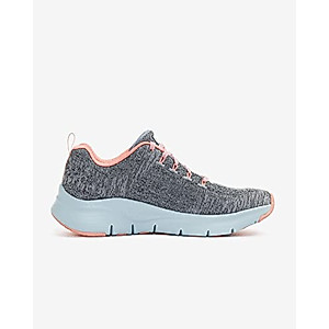 Skechers Women's Sneaker, Gray Knit Pink Trim, 8