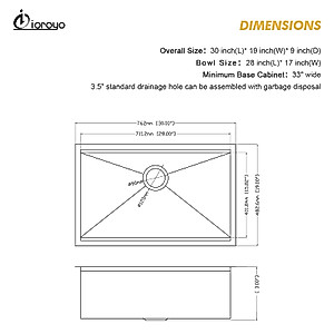 30 Undermount Kitchen Sink - IOROYO 30x19 inch Kitchen Sink Undermount Ledge Workstation Stainless Steel 16 Gauge Single Bowl Kitchen Sinks Basin