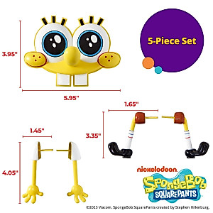 DecoSet® SpongeBob SquarePants™ Creations Cake Topper, 5-Piece Birthday Party Set with Eye-Popping Face and 2 Arms and 2 Legs