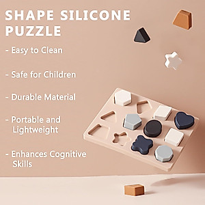 Mamimami Home Toddlers Shape Puzzle Montessori Learning Shape Toy Board for Kids Preschool Boys & Girls Educational Learning Silicone Shape Toys