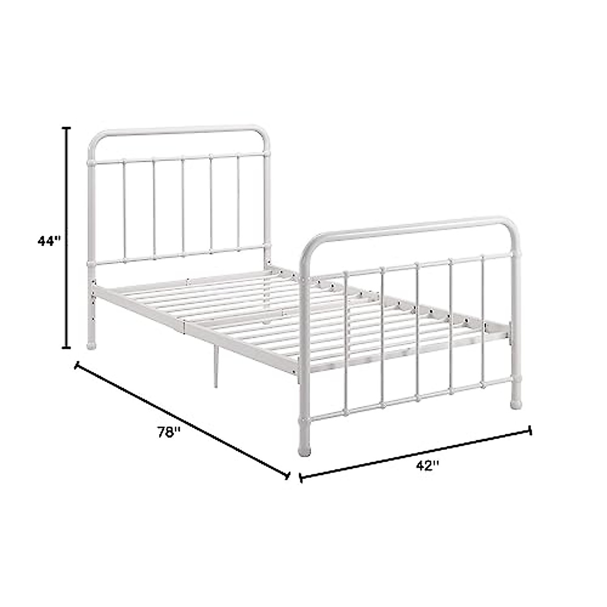 DHP Beaumont Iron Metal Platform Bed with Transitional Design Headboard and Footboard, Adustable Base Height for Underbed Storage, No Box Spring Needed, Queen, White