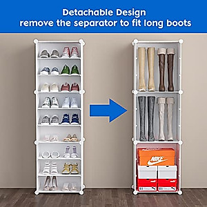 Jomifin Shoe Rack Storage Cabinet with Doors, key Holders, Expandable Standing Rack, Portable Shoes Organizer, Storage 36-72 Pairs Shoes, Boots, Slippers (White)
