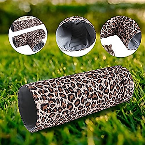 Hamster Tunnels, Guinea Pig Leopard Printing Toys Play Tunnel, Skin-Friendly Fleece 2/3/4 Holes Pet Tunnel Nest for Small Animal (D)