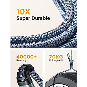 AINOPE [0.5M/1.5FT] USB C Extension Cable Nylon Braided USB C Extender USB 3.2(10Gbps) Sync Transfer 100W/5A Fast Charging Compatible with USB C Hub/Dell XPS/MacBook/iPad Pro/Magsafe Charger