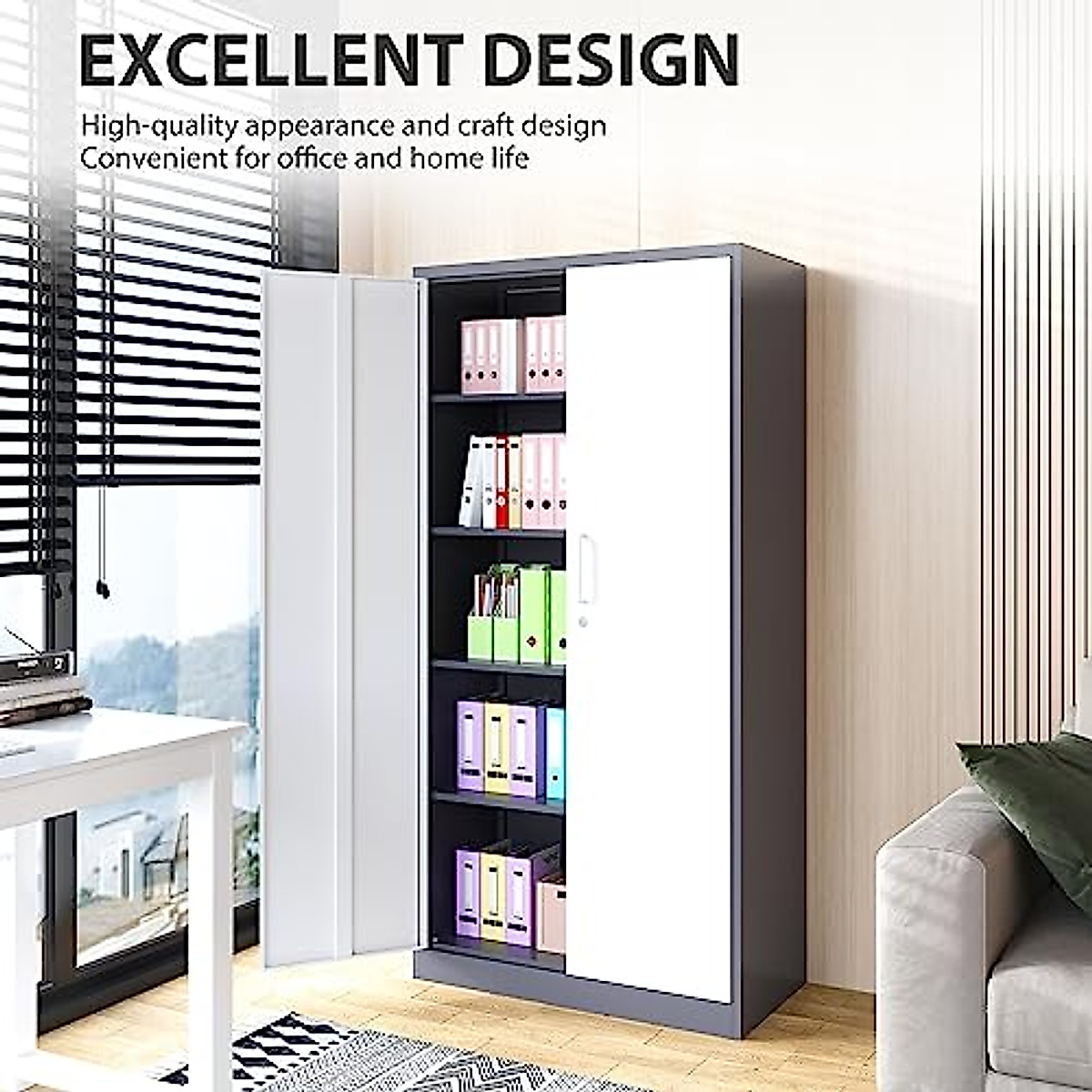 SISESOL Metal Storage Cabinet with Doors and Shelves, 71" Tool Storage Cabinet- Garage Cabinets and Storage System Kitchen Pantry Storage Cabinet with Adjustable Shelves Steel Storage Tall Cabinet