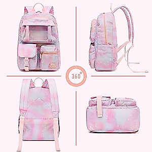 REHALY Kids Backpacks for Girls,Cute School Backpacks for Kids Elementary School Primary School, Tie Dye School Bag for Girls Kid Students for Back to School Supplies Birthday Gifts