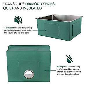 Transolid KKM-DUSB231810 Diamond 23-in L x 18-in W Single Bowl Undermount Kitchen Sink and Accessories Kit in Stainless Steel