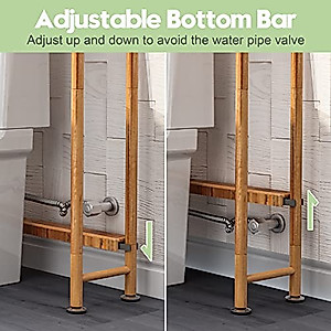 AmazerBath Over The Toilet Storage Shelf Bamboo, 3-Tier Over Toilet Organizer Rack, Freestanding Above Toilet Shelf for Bathroom, Laundry, Space Saver, Natural Color
