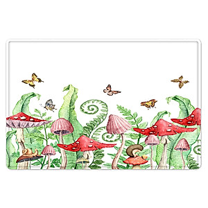 LB Red Mushroom Bathroom Rug Butterfly in Green Plant Non Slip Bath Mat Cute Hedgehog and Snail Aesthetic Doormat Memory Foam Super Absorbent Floor Mats,24x16 Inch