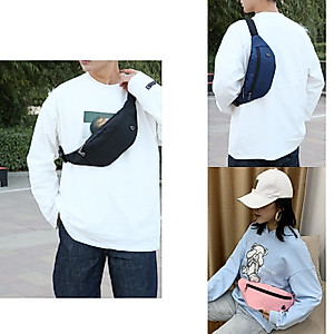 DAITET Fanny Pack Waist Pack Bag for Men, Women, Kids, Waist Bag Adjustable Belt, Waterproof Travel Bag, Running Bag (Glossy black)