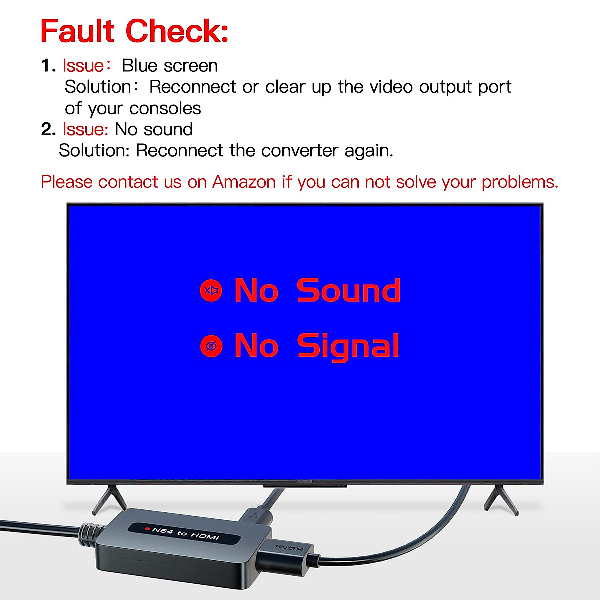 N64 to HDMI Converter, Supports 4 : 3/16 : 9 Ratio Switch, HDMI Cable for N64, Nintendo64 to HDMI Converter Cable Compatible with Nintendo 64/ Super SNES/NGC