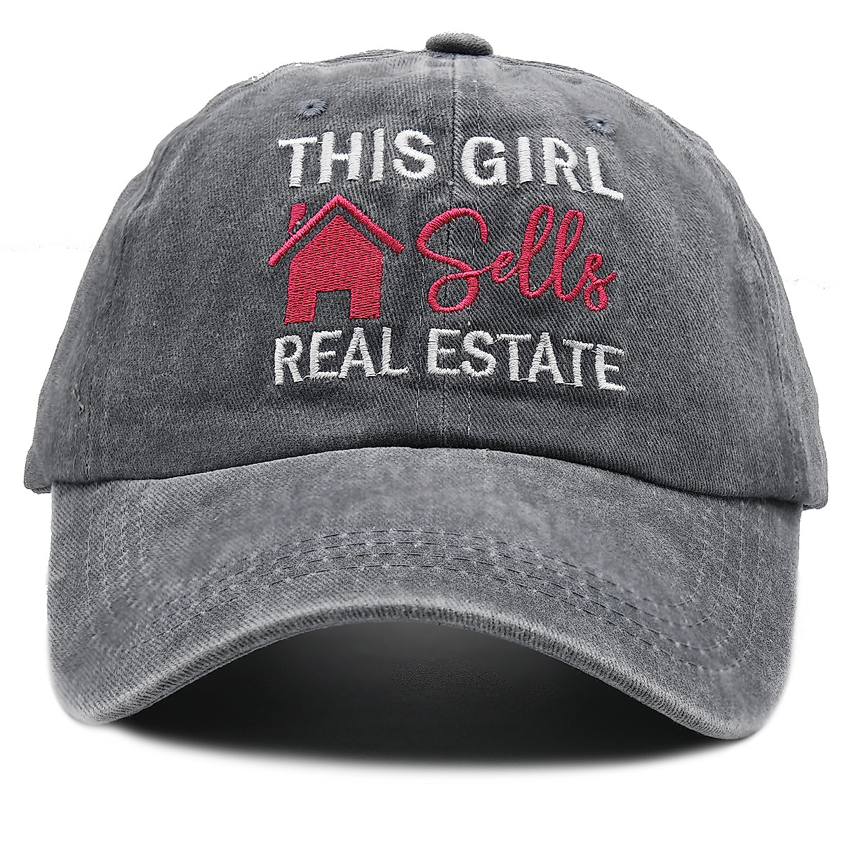 Waldeal Women's This Girl Real Estate Baseball Cap Adjustable Washed Twill Cotton Dad Hat Grey