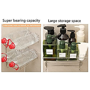 Luoer&Zima Shower Caddy 3-Layers Bathroom Shelf, No Drilling Traceless Adhesive Collapsible Bathroom Storage Organizer, Stainless Steel Rustproof Food Storage Basket 4 Pack