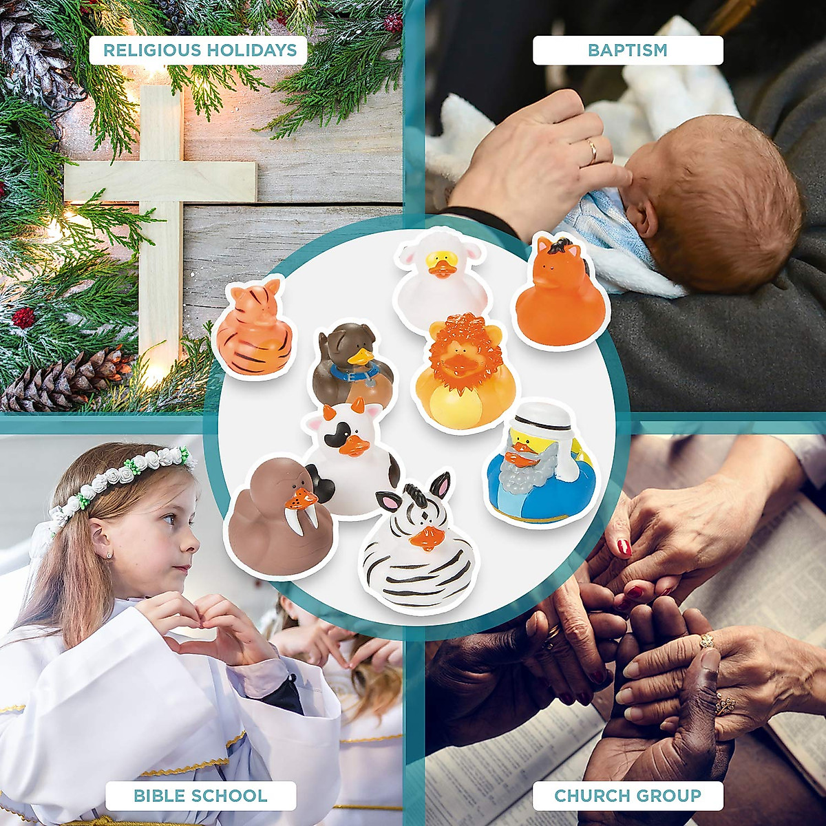 Fun Express Noah's Ark Rubber Duckies (Set of 21) Sunday School and VBS Supplies - VBS Vacation Bible School Supplies/Decor