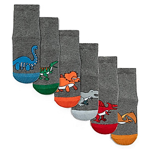 HowJoJo Toddler Boys Wool Socks Kids Winter Warm Socks Dinosaur Crew Socks 6 Pack 3t-4t/4t-5t