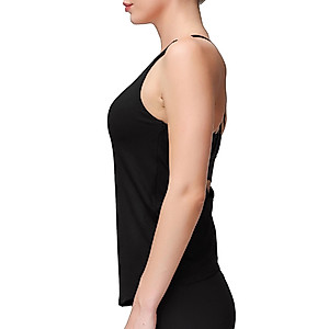 MotoRun Workout Tank Tops Activewear Built in Bra Strappy Yoga Tops Athletic Open Back Shirts Activewear for Women Black X-Large
