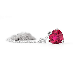 Galaxy Gold 1.45 ct 14k Solid White Gold Necklace Heart-shaped Ruby red