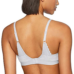 Hanes womens Ultimate Wireless Moisture-Wicking Fabric, Our Best T-Shirt Convertible Wirefree Back Lace Bra, Sterling Grey Heather Print/White, Large