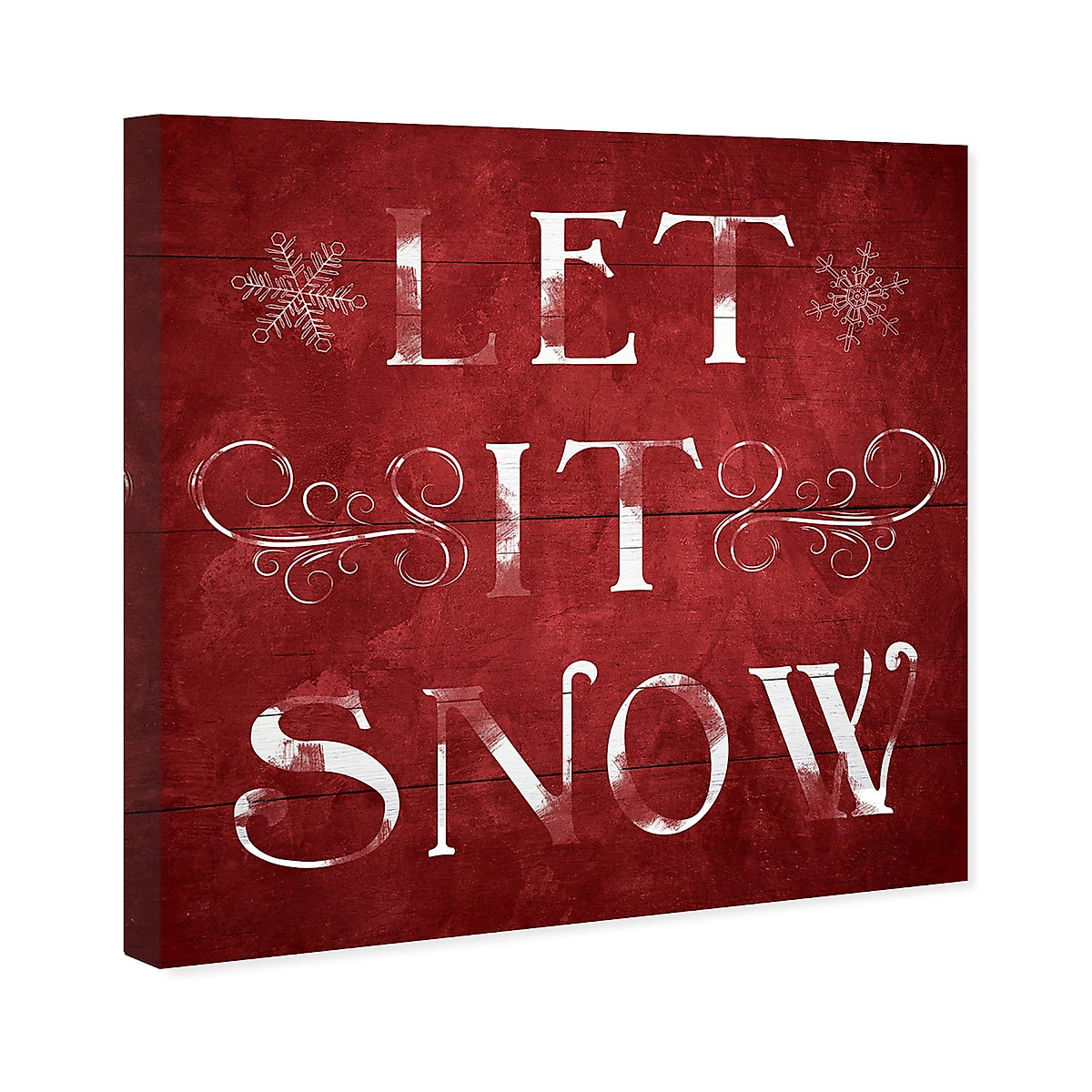 Wynwood Studio Holiday and Seasonal Wall Art Canvas Prints 'Let It Snow' Christmas Home Décor, 20" x 20", Red, White