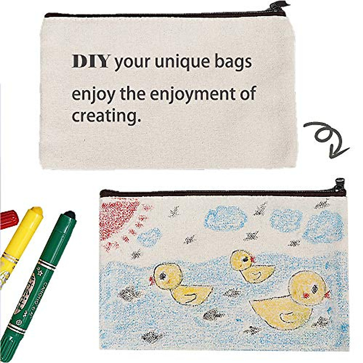 Canvas Pencil Pouch, Blank Makeup Bags,Pencil &Cosmetic Bag,fit for HTV and Iron on Vinyl DIY