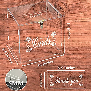 FCDECOR Acrylic Wedding Card Box with Lock, Clear Card Boxes for Wedding Reception Money Holder with Card Sign for Wedding Decorations, Baby Showers, Birthdays, Bridal or Graduation Party Supplies