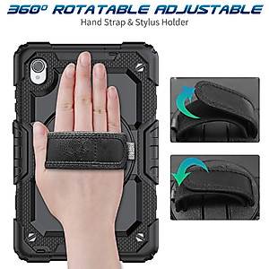 Timecity for Lenovo Tab M8 Case 8 inch Tablet 3rd/ 2nd, (for Lenovo TB-8505f/ TB-8505fs Case): with Strong Protection, Screen Protector, Hand Strap, Shoulder Strap, Rotating Stand - Black