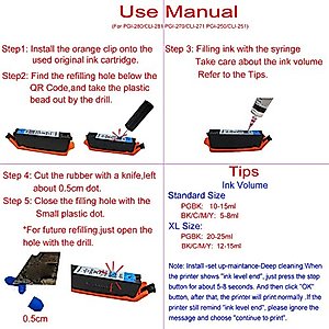HEMAINK 5x100ml Bottles Ink and Ink Refill Tools Compatible for Canon PGI-280 CLI-281 PGI-280XXL CLI-281XXL for Pixma TS6220 TR8520 TS9520 TS6120 TR7520 TS9521C TS6320 TS702 Printer