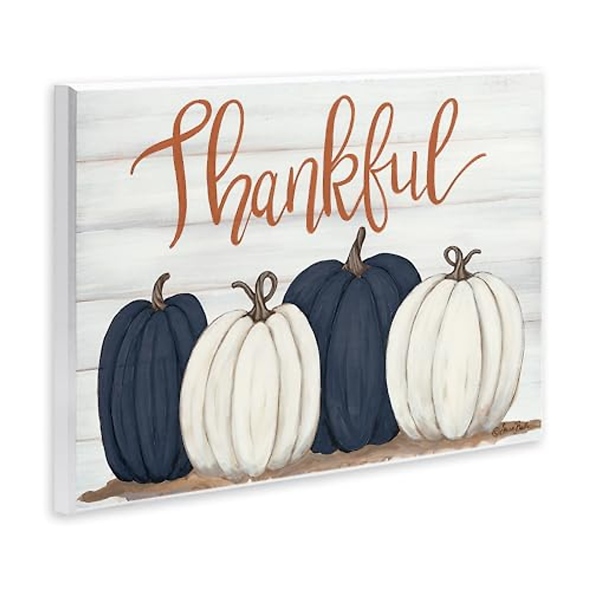 Stupell Industries Autumn Farm Pumpkin Harvest with Thankful Phrase Wall Plaque Art Design by Sarah Baker