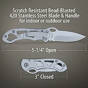 Maxam Folding Pocket Knife - Stainless Steel Blade, Handle, Frame Lock - Small Tactical Knife with Clip