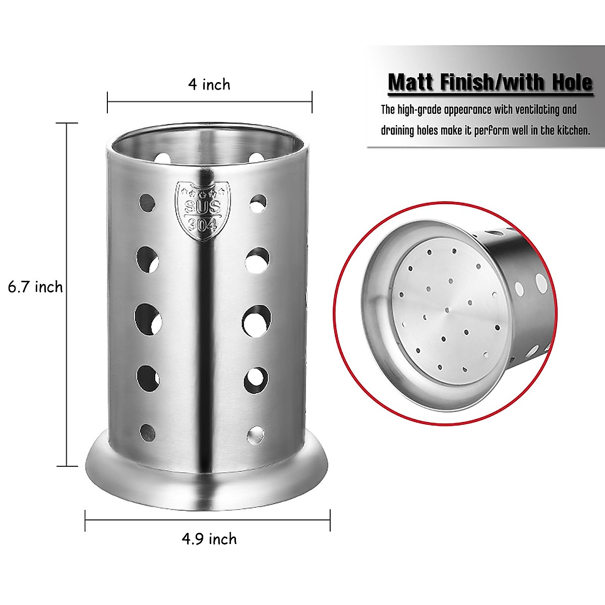 WillFee 304 Stainless Steel Straw Holder, Counter-top Straw Dispenser, Kitchen Organizer for Utensils, Cutlery, Gadgets, Spoons Forks Chopsticks Storage