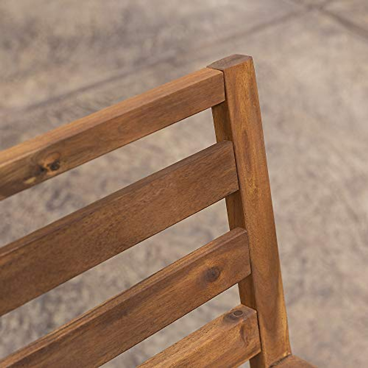 Walker Edison Villa Modern Acacia Wood Patio Chair and Ottoman Set with Cushions, 35 Inch, Brown