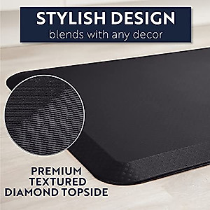 KANGAROO Thick Ergonomic Anti Fatigue Cushioned Kitchen Floor Mats, Standing Office Desk Mat, Waterproof Scratch Resistant Topside, Supportive All Day Comfort Padded Foam Rugs, 32x20, Black