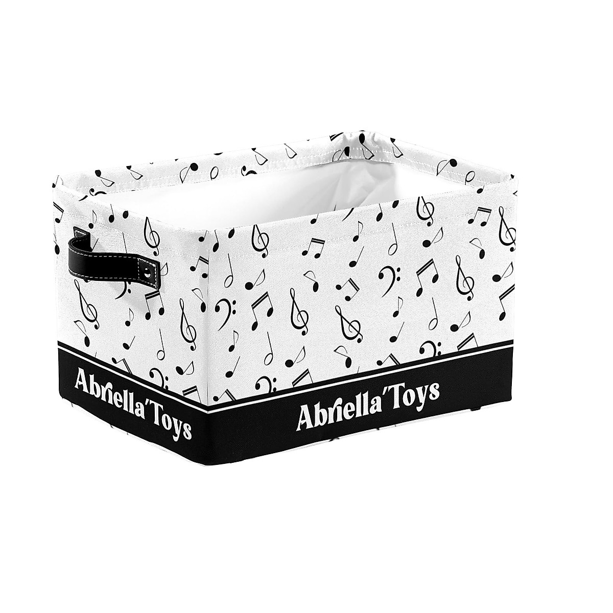 Music Notes Stars Black Storage Baskets for Organizing, Foldable Storage Baskets for Shelves, Fabric Storage Bins with Handles