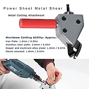 Power Sheet Metal Shear,Metal Sheet Cutter Head for Electric Drill Clippers Scissors,Sheet Metal Cutting Attachment