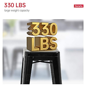 Vnewone Metal Bar Stools Set of 4 Counter Height Barstools Stackable Metal Chairs High Backless Dining Stool Bar Chair for Indoor Outdoor Patio Home Kitchen (24", Black)