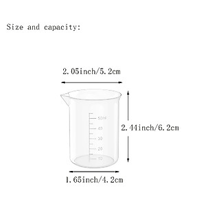 1.7 Oz Transparent Lab Measuring Cup, 50ml Plastic Beaker Cups, for Science Experiment, Liquid Measuring, 12 Pcs