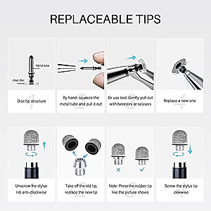 Stylus for iPad (3 Pcs), Abiarst Touch Screens Stylus Pens Disc & Fiber Tip for Apple/iPhone/Ipad pro/Mini/Air/Android/Microsoft/Surface All Capacitive Touch Screens (3-Pack (Black/White/Rose Gold))