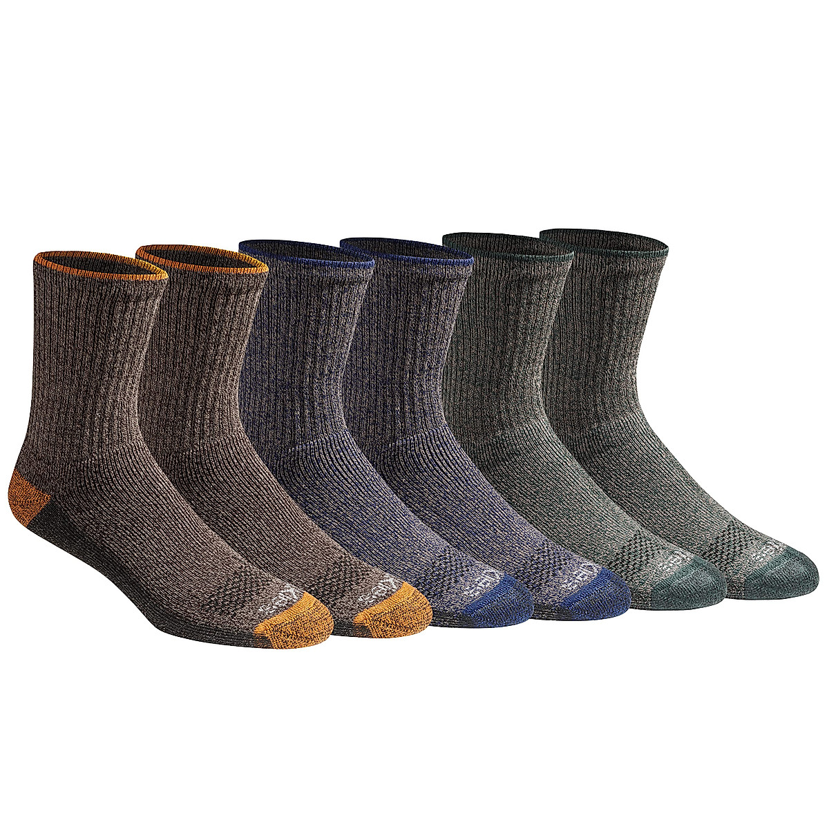 Dickies Men's Dri-tech Moisture Control 6-Pack Comfort Length Crew Socks