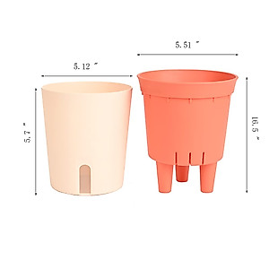 Telsly 5.5 inch self Watering Flowerpot, Three Piece Package, Plastic Ventilated Flowerpot, Suitable for Outdoor windowsill Garden, Indoor Plants, Aloe, Herbs, African Violet, Succulent Plants (Red)