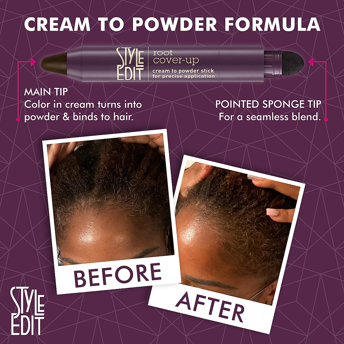 Style Edit Root Touch Up Stick - Instant Concealer for Grays and Roots (Dark Brown)