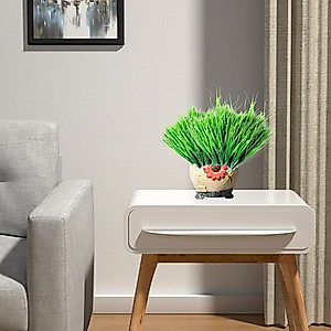 YDSIII 20Pcs Artificial Outdoor Plants,Fake Plants Wheat Grass Greenery Shrubs UV Resistant Faux Plastic Plants Outdoor Window Box Verandah Hanging Planter Home Garde Window Box Décor (Grass)