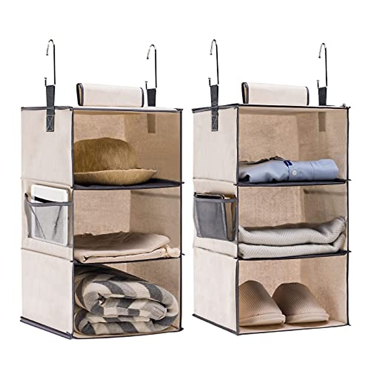 YOUDENOVA 4-Shelf Hanging Closet Organizer & Two 3-Shelf Separable Closet Hanging Shelves