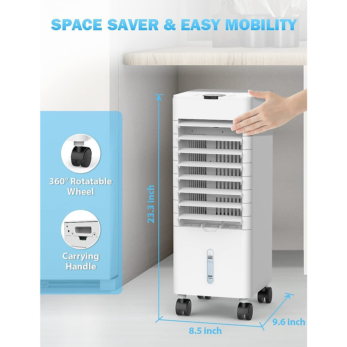 Evaporative Air Cooler - SEEPER 4-IN-1 Cooling Tower Fan with Evaporative Cooler & Humidifier, 12H Timer & Remote Control, Fast Cooling w/Ice Box, Portable Air Conditioner for Small Room Home Office