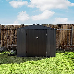 MUPATER Shed Outdoor Storage 8x12 FT, Metal Shed Kit with Lockable Doors and Vents, Garden Tool Storage Shed House for Backyard, Patio and Lawn, Grey