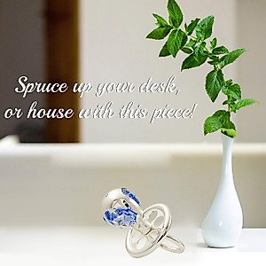 Matahi Silver Plated Crystal Studded Pacifier Ornament with Blue Crystals Baby's First Christmas Holiday Ornament and Hanging Pendant - Great Gift for Baby Shower, New Born Baby Gift